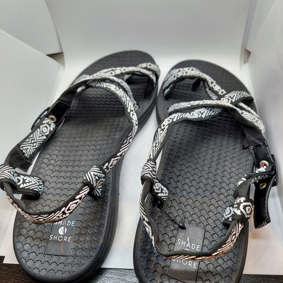 Shade & Shore | Shoes | Shade Shore Teva Black White Sandals Straps ...